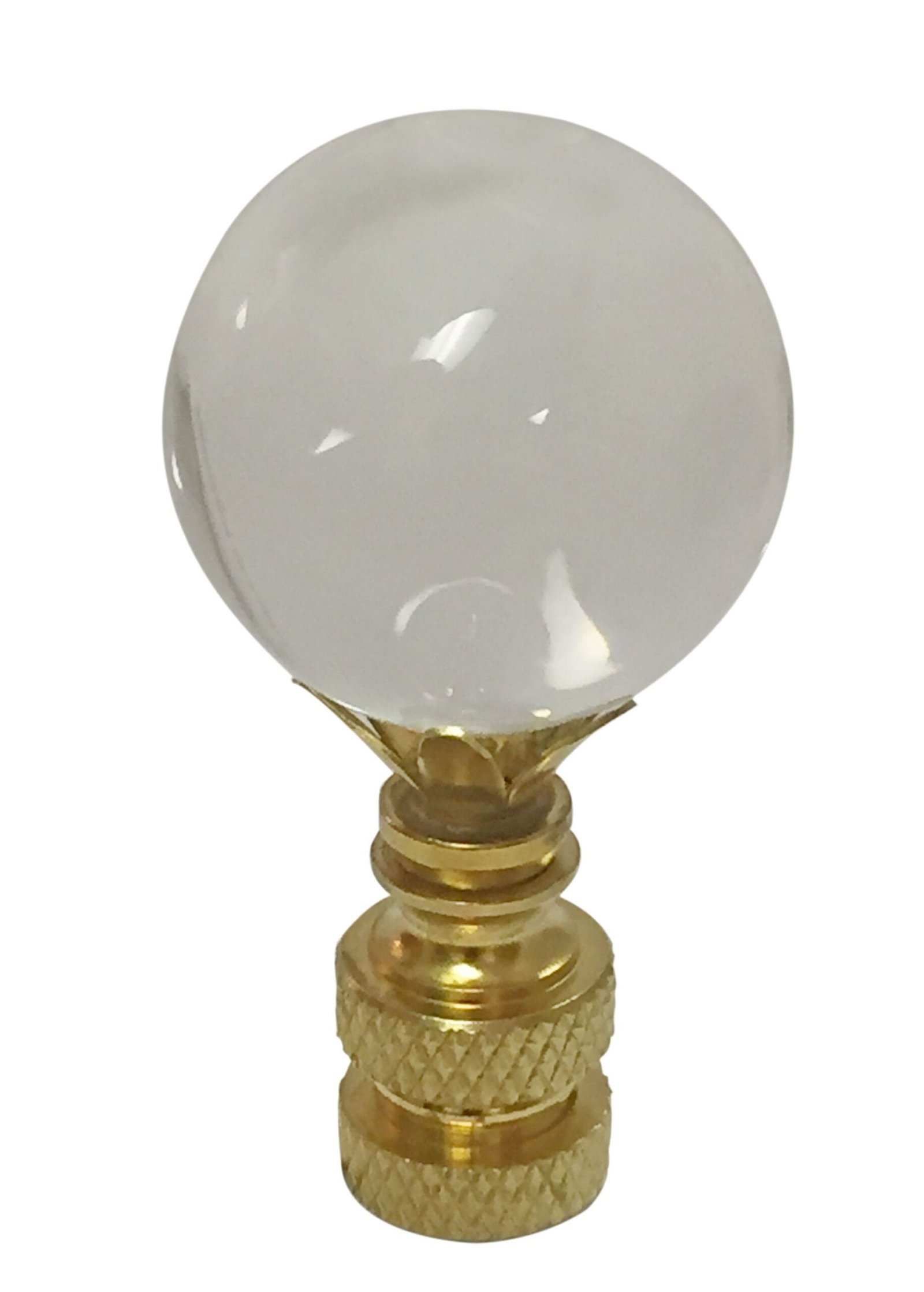Medium Clear K9 Crystal Ball Finial - Polished Brass - royalLAMPSHADES