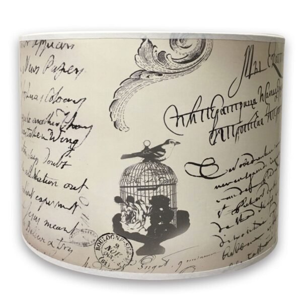 Handmade Hardback Lamp Shade - Vintage Letter Calligraphy Design - 10 x ...